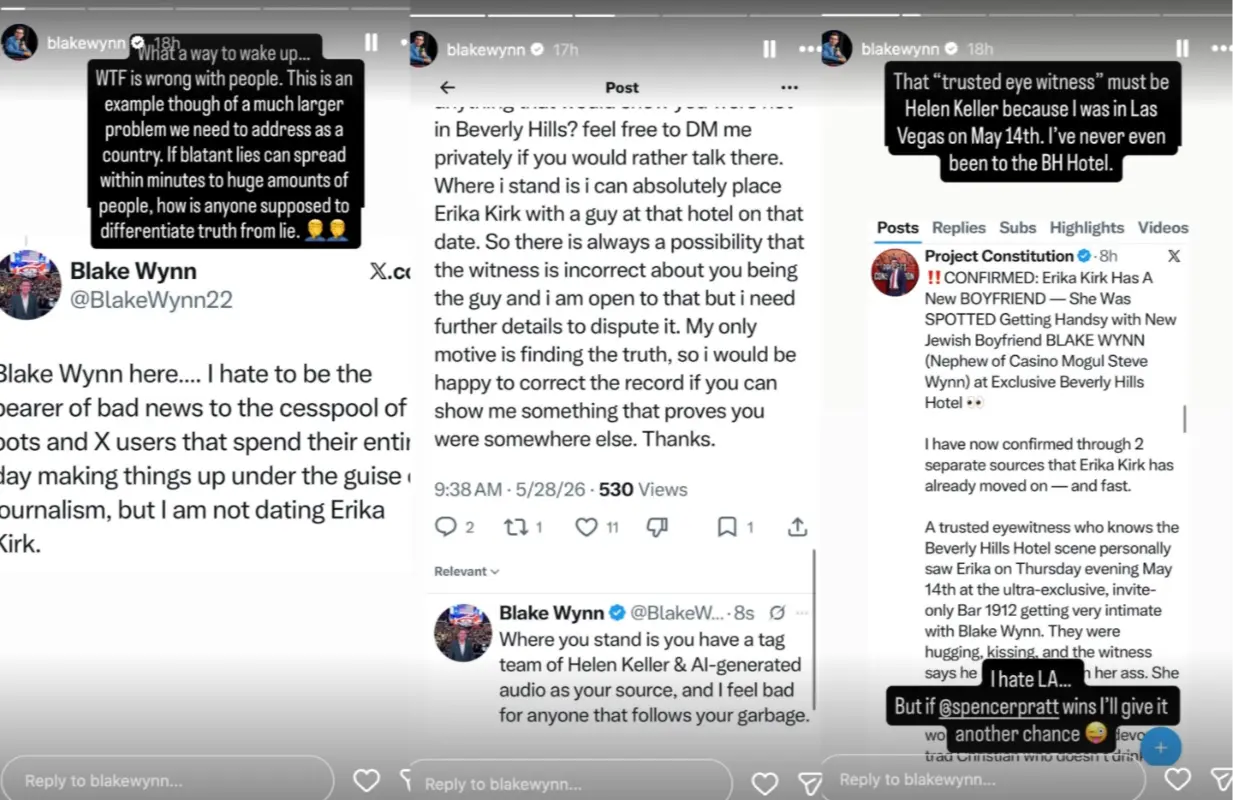 “Every single word here is a lie”: Erika Kirk denies Blake Wynn dating ...